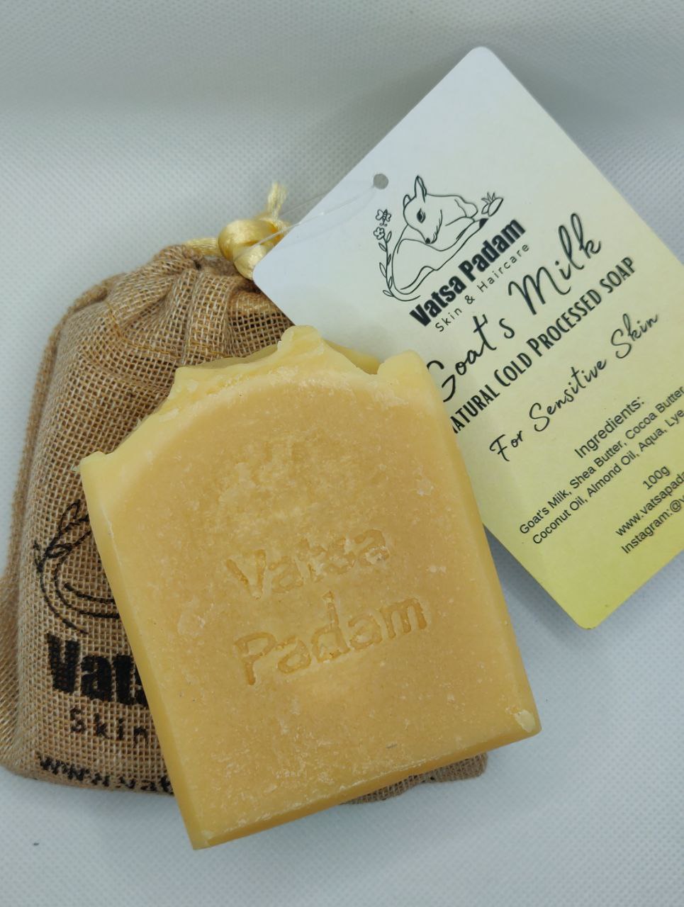 Vatsa Padam Goat's Milk Cold Processed Soap for Sensitive Skin (100g)